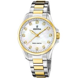 Festina Damen Solaruhr "Solar Energy", gold, Armbanduhren, Armbanduhr, Damenuhr, Edelstahlarmband