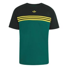 adidas originals T-Shirt 'CHEST STRIPES' Herren Gr&ouml;&szlig;e XS dunkelgelb / smaragd / schwarz