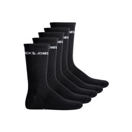Jack & Jones JACK & JONES Herren Kurzsocken "Socken JACBASIC LOGO TENNIS SOCK 5 PACK 5er Pack", Gr. 40, schwarz, Obermaterial: 72% Baumwolle CO. 26% Polyester