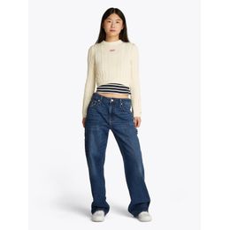Tommy Jeans Damen Relax-fit-Jeans "MIA MR RLXD STR", blau, Gr. 32, unifarben, Denim/Jeans, Obermaterial: 99% Baumwolle, 1% Elasthan, Jeans, in blauer