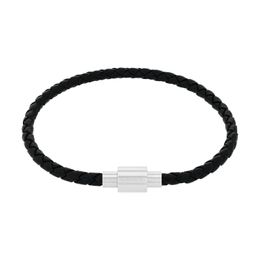 Amor Damen Armband, 21cm, Edelstahl Lederedelstahlfarben, schwarz, Edelstahl, Leder, Armb&auml;nder