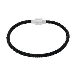 Amor Herren Armband, 21cm, Edelstahl Leder, schwarz, Edelstahl, Leder, Armb&auml;nder