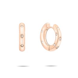 Tamaris Damen Paar Creolen "Schmuck Geschenk Creolen mit funkelnden Steinchen Little Twinkle", 18,5mm, Edelstahl, rosa, Edelstahl, Ohrringe, mit