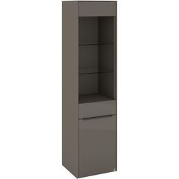Standvitrine, B:48cm H:185cm T:42cm, grau, SET ONE BY Musterring, Glas, Holzwerkstoff, Schr&auml;nke, "Reno", Mit Gleitern und in verschiedenen Farben