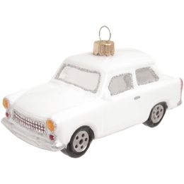 Christbaumschmuck "Wei&szlig;er Trabant, 11cm", B:10cm H:9cm T:13cm, wei&szlig;, KREBS GLAS LAUSCHA, Weihnachtsbaumschmuck, Christbaumschmuck aus Glas,