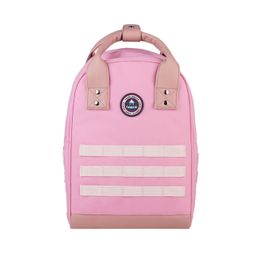 CABAIA Damen Tagesrucksack "Old School S Recycled", pink, Materialmix, Rucks&auml;cke, Cityrucksack mit austauschbaren Vordertaschen