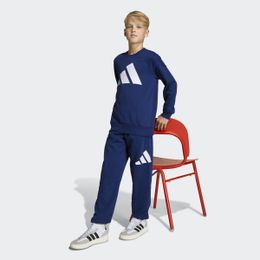Trainingsanzug adidas Sportswear "J BL FL JOG 240", Jungen, Gr. 128, dunkelblau, wei&szlig;, Obermaterial: 70% Baumwolle, 30% Polyester, Sportanz&uuml;ge Trainingsanzug