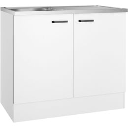 Sp&uuml;lenschrank Optifit, B:100cm H:88,2cm T:60cmwei&szlig;, wei&szlig;, Spanplatte, K&uuml;che, Schr&auml;nke, "OPTImulti", Breite 100 cm, Tiefe 60 cm, mit Sp&uuml;lenauflage