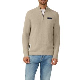 s.Oliver Damen Troyerschwarz stone beige, Gr. M, unifarben, Strick, Obermaterial: 100% Baumwolle, Pullover, in Strick-Optik