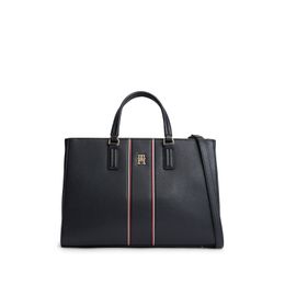 Tommy Hilfiger Damen Henkeltasche "TH DAILY SATCHEL CORP"dunkelblau, Lederimitat, Taschen, Damen Handtasche, Tragetasche, Umh&auml;ngetasche, Streifen in