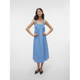 V&eacute;ro Moda VERO MODA Damen Midikleid "VMGILI DETAILED SINGLET DRESS WVN GA", blau, Gr. S, unifarben, Web, Obermaterial: 63% Baumwolle, 37% Viskose, Kleider,