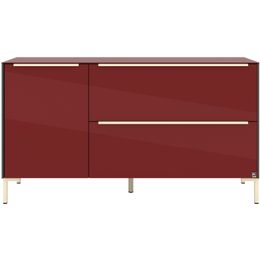 Lowboard, B:137cm H:77cm T:42cm, rot, SET ONE BY Musterring, Glas, Holzwerkstoff, Wohnzimmer, Sideboards, "Reno", Mit Winkelfu&szlig; in diversen Farben,