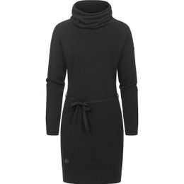 Ragwear Damen Sweatkleid "Babett Dress Intl.", schwarz, Gr. XL, Strick, 100% Baumwolle, Kleider, warmes Winterkleid mit breitem Rollkragen