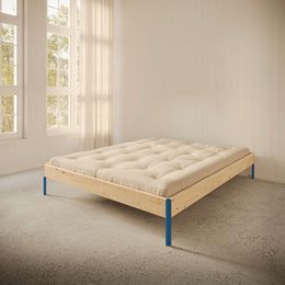 Bettgestell Karup Design, B:166cm H:34cm L:206cmraw, vivid blau, Betten, "CORE BED Bodenbett, Holzrahmen, Futonbett, Jugendbett, Holzbett",