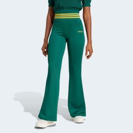 Damen Sporthose "FLARED PANTS", gr&uuml;n, Gr. XS, adidas originals, Obermaterial: 56% Baumwolle, 42% Polyester, 2% Elasthan, Hosen