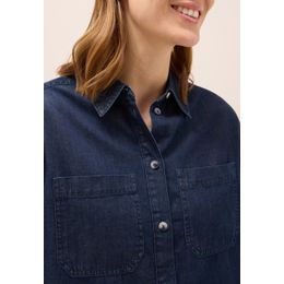 Cecil Damen Hemdblusemid blau wash, Gr. M, Web, Obermaterial: 100% Baumwolle, Blusen, im Denim-Look