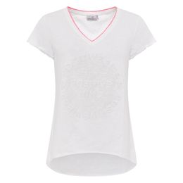 Zwillingsherz Damen Kurzarmshirt ""Positive Mind Neonkante"", wei&szlig;, Gr. S, unifarben, Jersey, Obermaterial: 100% Baumwolle, Shirts, ausgefranste