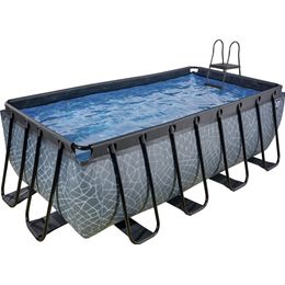 Framepool EXIT, B:200cm H:122cm L:400cm, grau, Schwimmbecken, BxLxH: 200x400x122 cm, mit Kartuschenfilter und Sicherheitsleiter