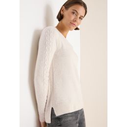 Cecil Damen Rundhalspullover, beige, Gr. XL, meliert, Strick, Obermaterial: 37% Baumwolle, 34% Polyacryl, 26% Polyester, 3% Elasthan, Pullover, mit