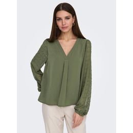Only Damen Shirtbluse "ONLMASJA FR L/S V-NECK SHIRT CS PTM", gr&uuml;n, Gr. S, unifarben, Web, Obermaterial: 100% Polyester, Blusen