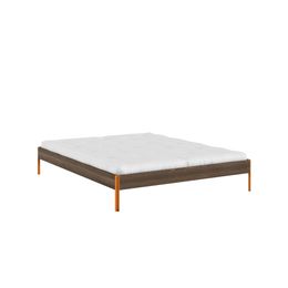 Bettgestell Karup Design, B:166cm H:34cm L:206cmcarob braun, solar orange, Betten, "CORE BED Bodenbett, Holzrahmen, Futonbett, Jugendbett, Holzbett",