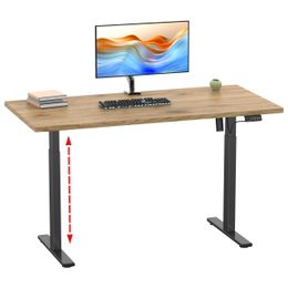 Schreibtisch Vcm, B:140cm H:71cm T:50cm, braun, B&uuml;ro, Tische, "Vcm H&ouml;henverstellbarer Schreibtisch stufenlos elektrisch h&ouml;henverstellbar Lona 140x50