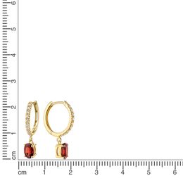Firetti Damen Paar Creolen "Schmuck Geschenk Gold 333 Ohrschmuck Ohrringe", 14mm, Gelbgold 333, rot, Gelbgold 333, Ohrringe, mit Granat, Zirkonia