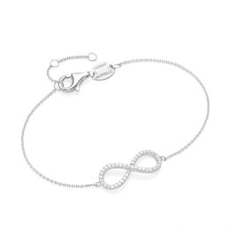 Damen Armband "Infinity mit Zirkonia Steinen, Silber 925", 19cm, Silber 925 (Sterlingsilber), wei&szlig;, Giorgio Martello MILANO, Silber 925