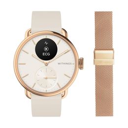 Withings Damen Smartwatch "ScanWatch 2, Akku bis 35 Tage, appf&auml;hige", 38wei&szlig;,rosegold, Smartwatches, 38 mm, inkl. Milanese Band Rosegold,