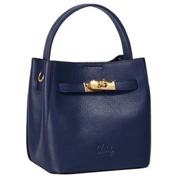 CLUTY Damen Umh&auml;ngetasche, blau, Leder, leicht gl&auml;nzend, unifarben, Taschen, echt Leder, Made in Italy
