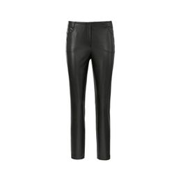 GOLDNER Damen 2-in-1-Hose "Kurzgr&ouml;&szlig;e Hose in Lederoptik", schwarz, Gr. 22, Obermaterial: 100% Polyester PES., Hosen