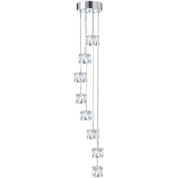 Searchlight H&auml;ngeleuchte "Ice Cube 8Lt Multi-Drop Pendant - Chrome Metal & Glass", 8, &Oslash; 20cm H: 150cm, 1 Stk.chrom und klar, Wohnzimmer, Leuchten