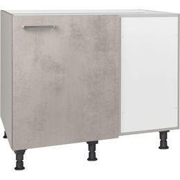 Eckunterschrank Nobilia, B:100cm H:87cm T:58,3cmfront: betongrau nachbildung, korpus: steingrau, K&uuml;che, Schr&auml;nke, ""Riva", vormontiert", mit