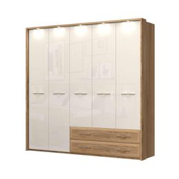 Kleiderschrank OTTO HOME, B:227cm H:224cm T:56cm, beige, Holzwerkstoff, MDF, Schlafzimmer, Schr&auml;nke, "Gala, beige hochgl&auml;nzend UV lackiert,