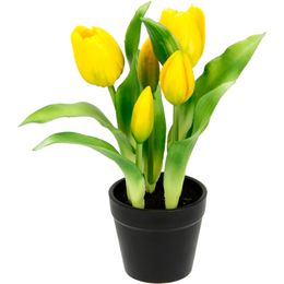 Kunstblume I.GE.A., B:20cm H:22cm L:20cm, gelb, Polyester, Kunstpflanzen, "Tulpen", Real-Touch Bl&uuml;ten Tulpe Tulpenstrau&szlig; Latex Kunsttulpe Einzelblumen