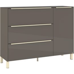 Sideboard, B:137cm H:106cm T:42cm, grau, SET ONE BY Musterring, Glas, Holzwerkstoff, Wohnzimmer, Sideboards, "Reno", Mit Vierkantfu&szlig; in diversen