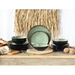 Creatable Teller-Set "Jawa, Tellerset 18-tlg", 18 Stk., gr&uuml;n, Geschirr-Sets, Reaktivglasur