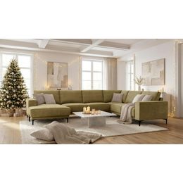 Wohnlandschaft OTTO HOME, B:342cm H:85cm T:260cm, gr&uuml;n, 100% Polyester, Sofas, "OLAND U-Form, XXL, B: 342 cm, Skandi-Design", Skandi-Design in