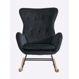 Sessel HEINE HOME, B:68cm H:95cm T:80cm, schwarz, 100% Polyester, F&uuml;&szlig;e:50% Metall, 50% Gummibaum, Gestell:100% Metall, Wohnzimmer, Sessel
