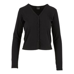 Urban Classics Damen Strickjacke "Urban Classics Ladies Rib Cardigan"schwarz, Gr. S, unifarben, 80% Polyester, 20% Viskose, Strickjacken