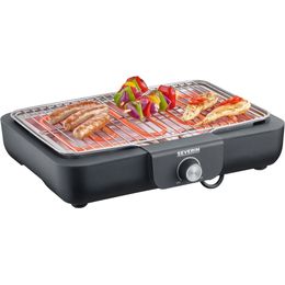 Tischgrill Severin, B:42cm H:0,9cm T:33cm, schwarz, Kontaktgrill_Standgrill_Tischgrill_Teppanyakigrill, "PG 8554 mit Grillrost", Schnelle