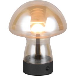 LED Tischleuchte "DOOLEY, Akku LED Tischlampe aus Glas, H&ouml;he 18 cm &Oslash; 14cm, IP20 1,5W LED", 1, &Oslash; 14cm H: 18cm, 1 Stk.amber, REALITY LEUCHTEN,