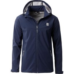 LPO Herren Softshelljacke "Softshelljacke Melvin", blau, Gr. M, 96% Polyester; 4% Elasthan, Jacken, abnehmbare, verstellbare Kapuze
