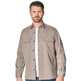 Venti Herren Langarmhemd "Venti Hemdjacke uni", beige, Gr. 58, unifarben, 72% Polyester, 16% Viskose, 7% Elasthan, 5% Polyamid, Hemden