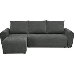Ecksofa Home Affaire, B:241cm H:82cm T:144cmanthrazit, 100% Polyester, Wohnzimmer, Sofas, "Nortrud-Uni, 241 cm, L-Form, mit Schlaffunktion u.