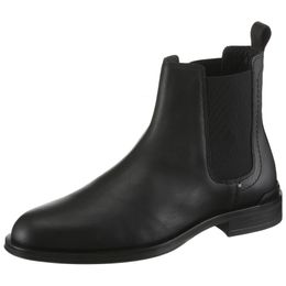 Tommy Hilfiger Herren Chelseaboots "CORPORATE HILFIGER LTH CHESLEA", Gr. 44schwarz, Elastischer Einsatz, Leder, Schuhe, Stiefelette, Businessschhuh