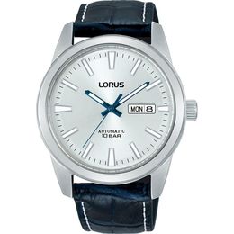 Lorus Damen Automatikuhr, blau, Armbanduhren, Armbanduhr, Herrenuhr, Mechanische Uhr, Lederarmband, analog, Tag
