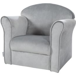 Roba Kinder Kindersessel "Lil Sofa", Samt, B/H/T: 49cm x 43cm x 39cm, grau, B:49cm H:43cm T:39cm, Sessel, mit Armlehnen
