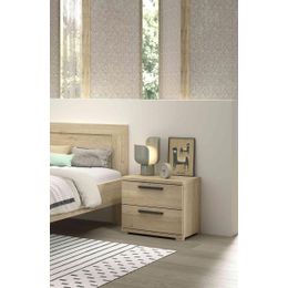 Nachtschrank Vipack, B:50cm H:46,7cm T:39cm, braun, Holzwerkstoff, Schr&auml;nke, "SAM mit 2 ger&auml;umigen Schubladen, universell einsetzbar", Pflegeleichte