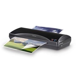 Hama Laminierger&auml;t "Laminator f&uuml;r DIN A4, Hei&szlig;- und Kaltlaminierung, 2 Rollen, schwarz", B/H/L: 34,5cm x 6,5cm x 14cm, schwarz, Laminierger&auml;te, Mit